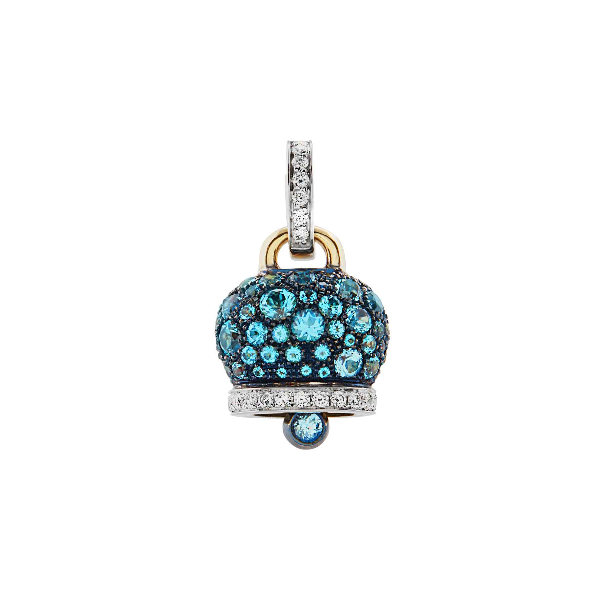 Pendant Campanelle Gold medium and paraiba pavè - Fecarotta Gioielli